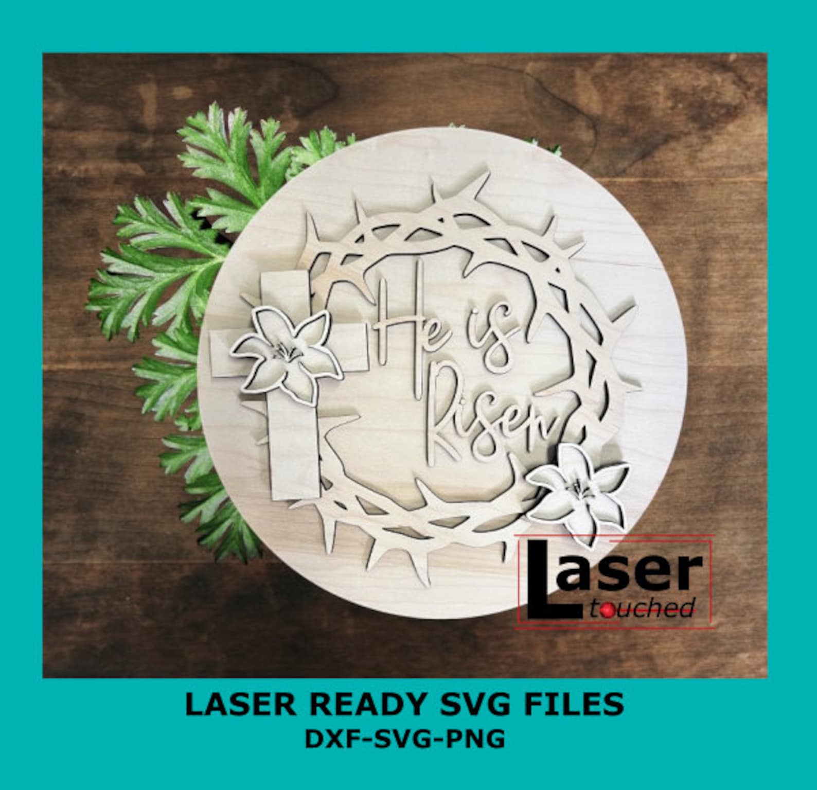 He is Risen Sign, Digital Download, Round Door Hanger Svg, Glowforge ...