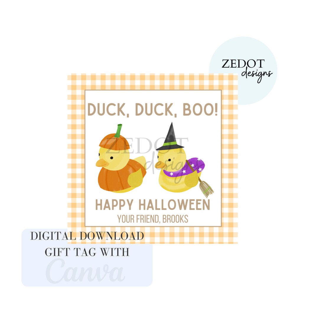Printable Gift Tag, Duck Duck Boo Halloween, Editable - Etsy