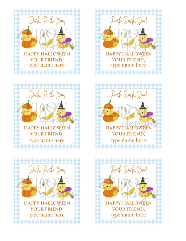 Printable Halloween Gift Tag, Duck Duck Boo, Editable - Etsy
