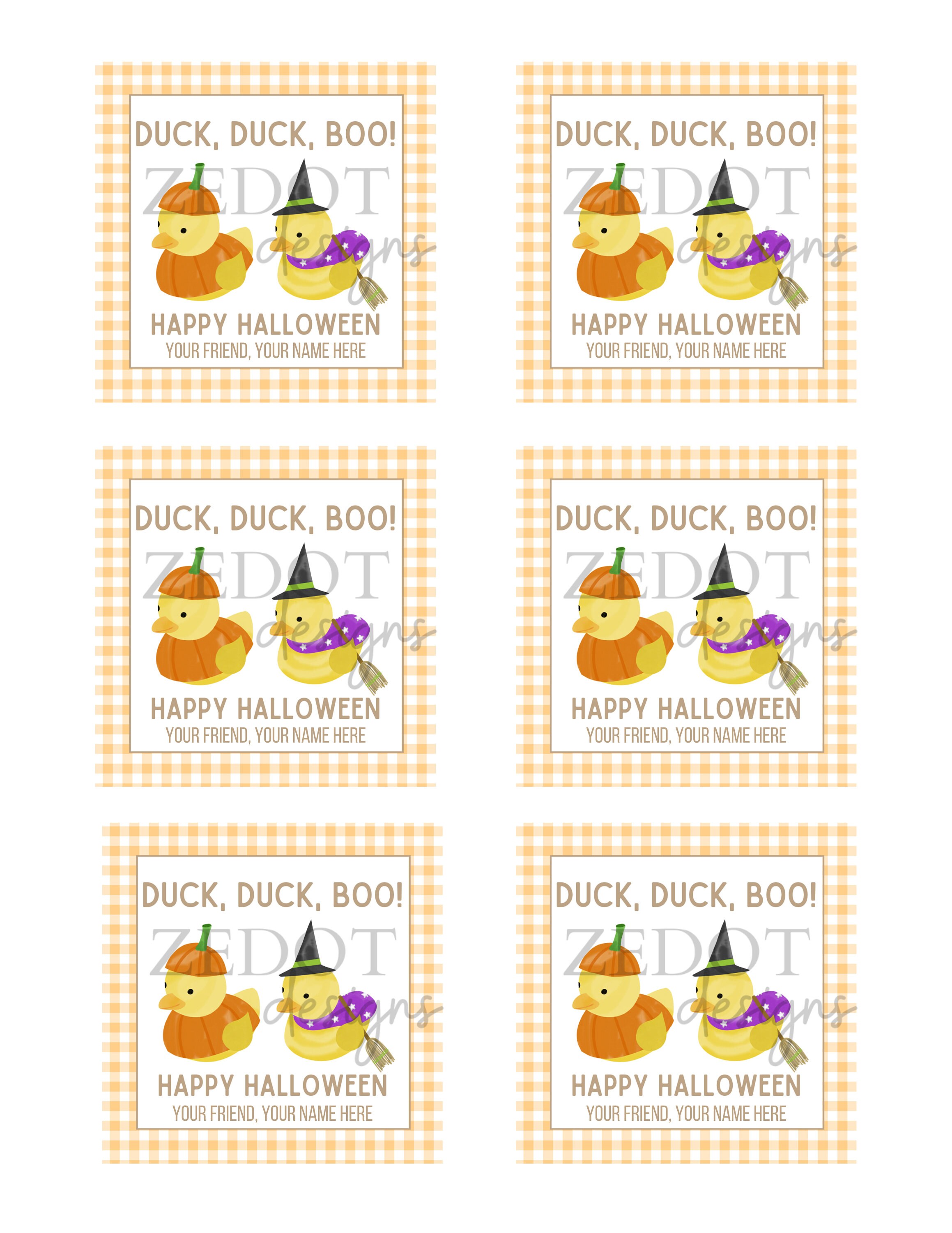 Printable Gift Tag, Duck Duck Boo Halloween, Editable - Etsy
