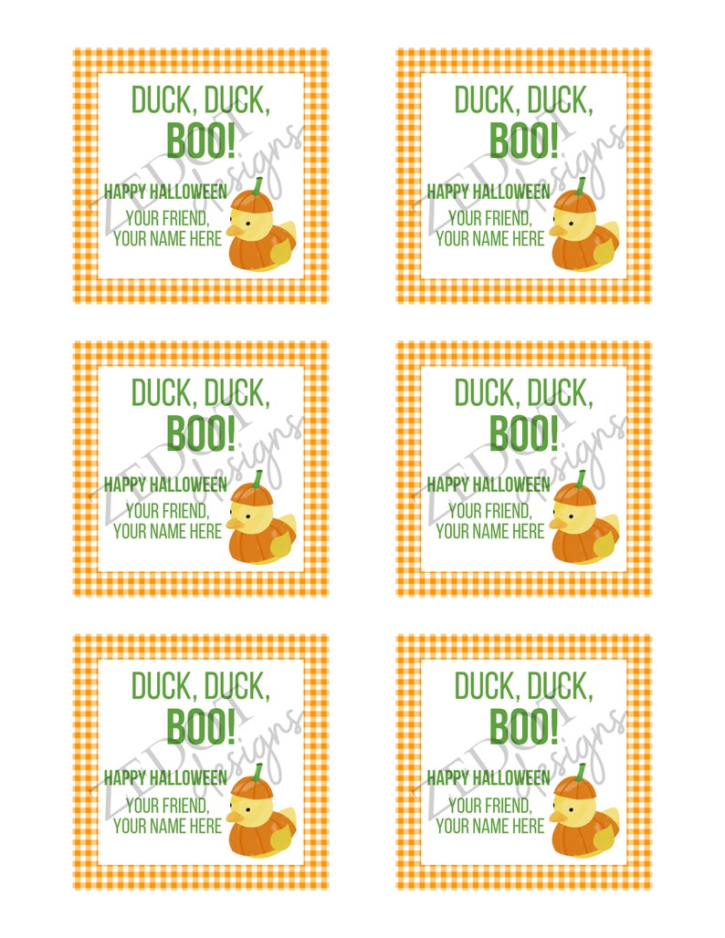 Printable Halloween Gift Tag, Duck Duck Boo, Editable - Etsy
