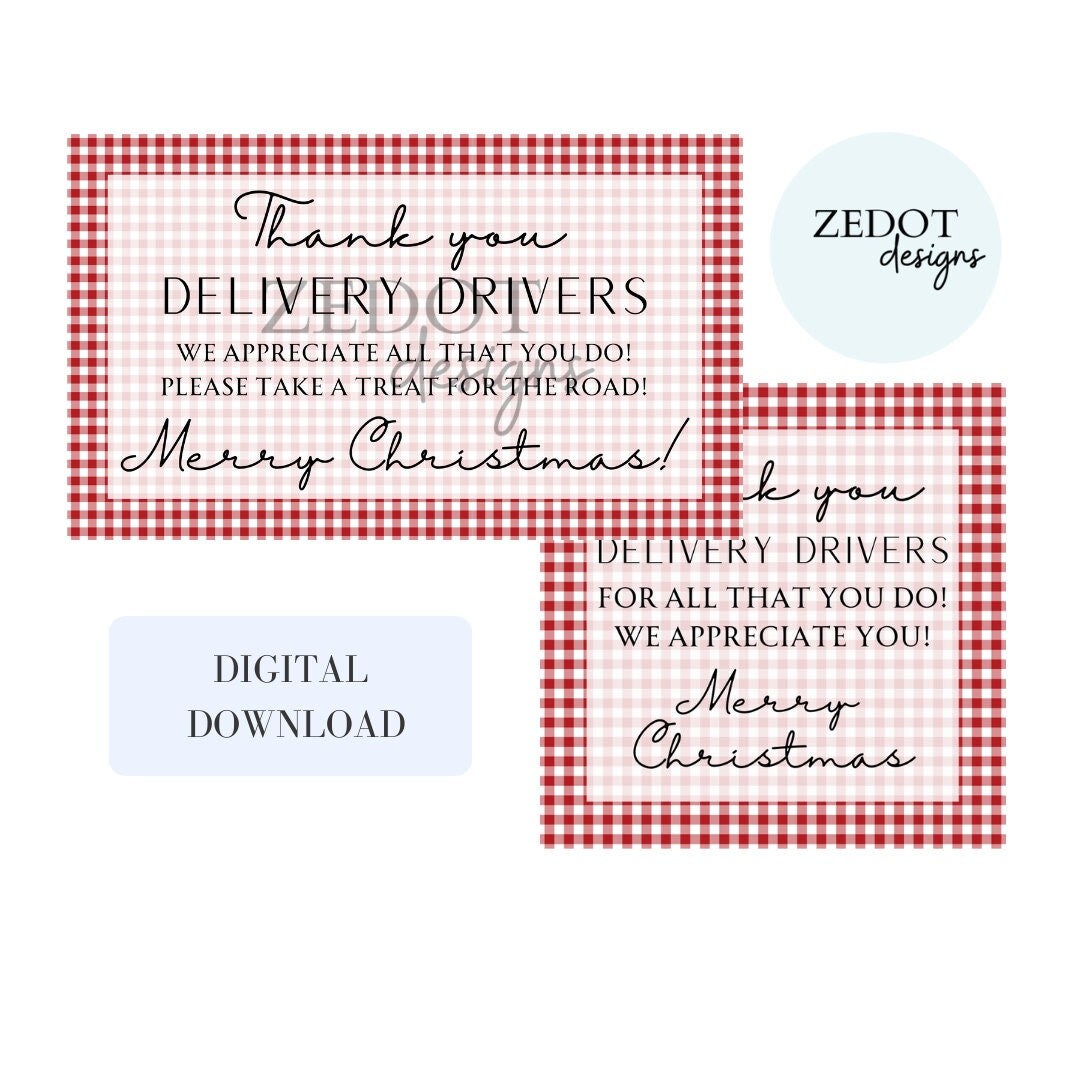 Printable, Delivery Driver Appreciation, Sign/tag, Two Sizes - Etsy