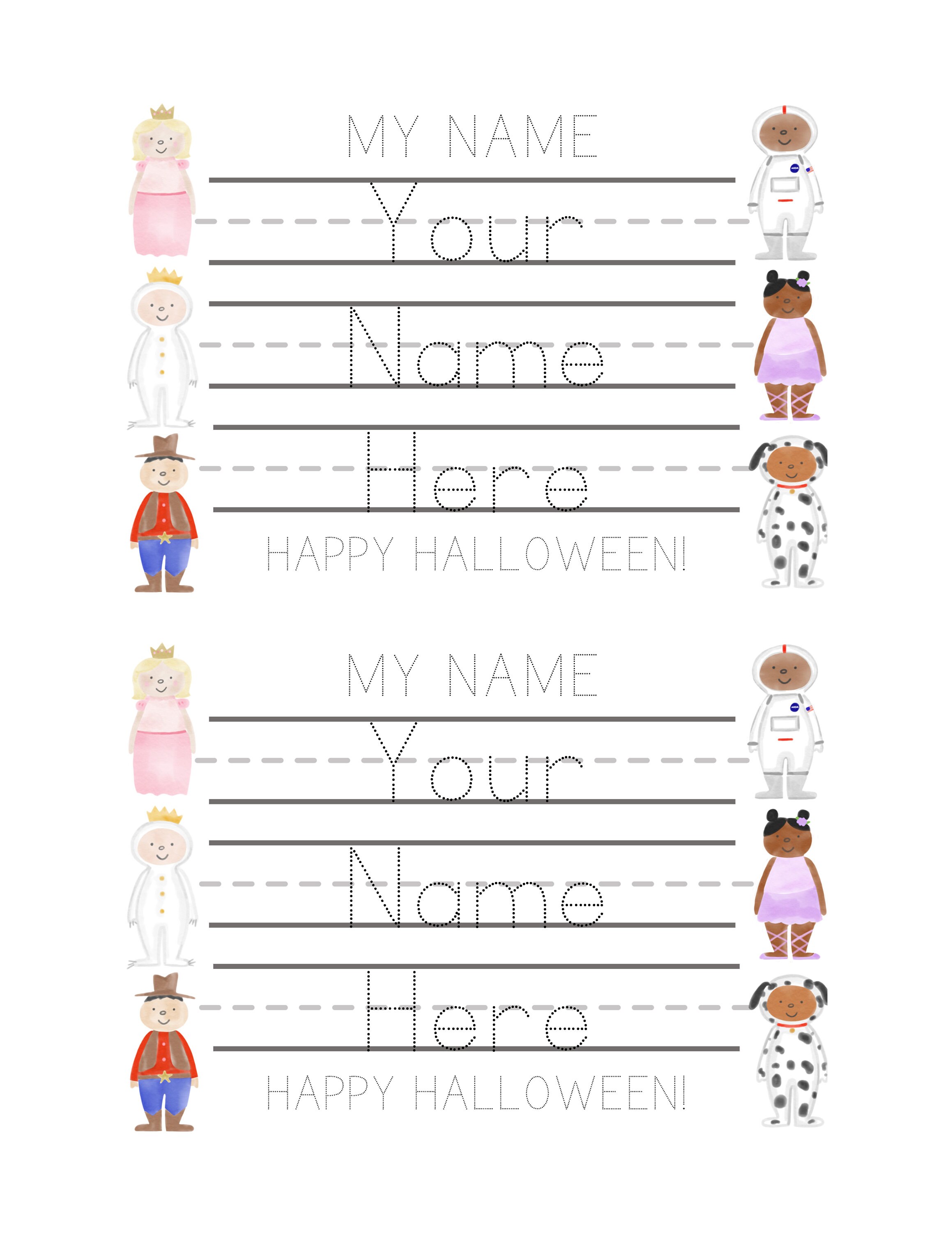 Printable Halloween Name Tracing Sheet Editable - Etsy