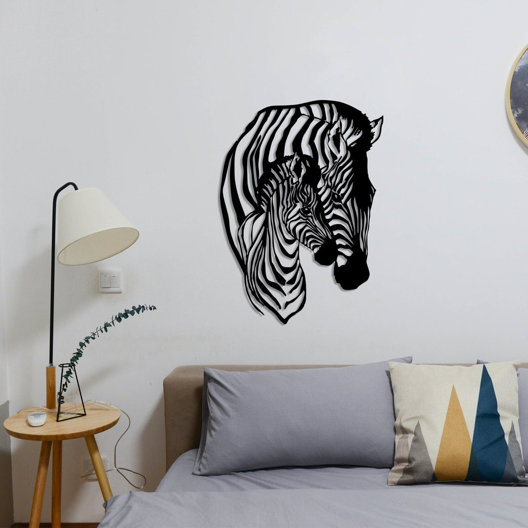 Zebra and Bayb Metal Wall Art, Metal Wall Decor, Zebra Animals, Wall ...