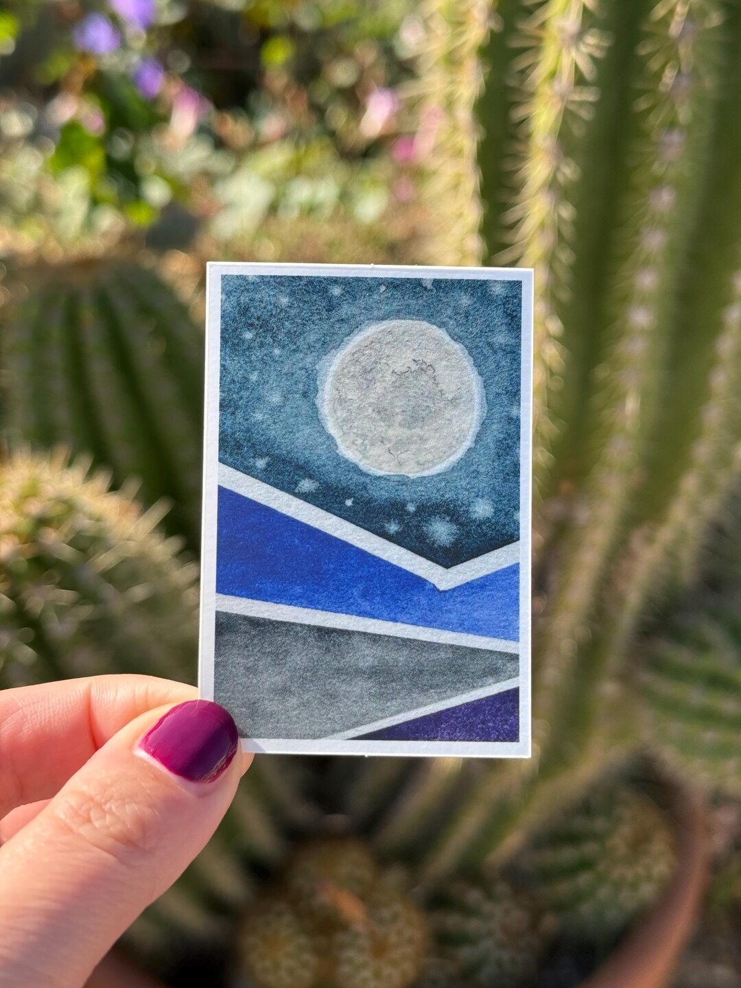 Watercolor Full Moon Sticker: Matte Vinyl Night Sky Decal - Etsy