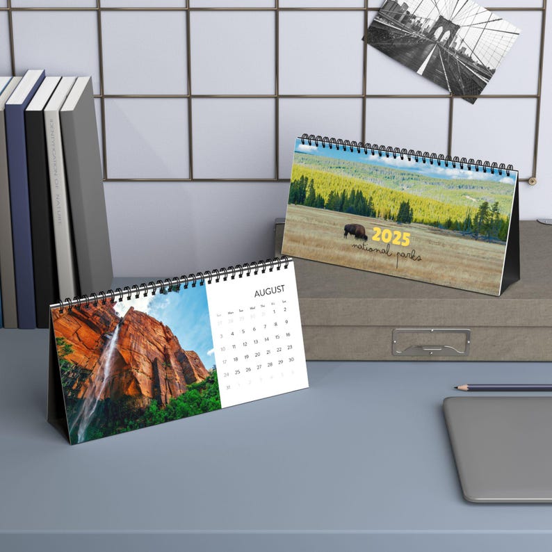 Desktop Calendar 2025 Grid 2025 Desk Calendar National Parks Calendar ...