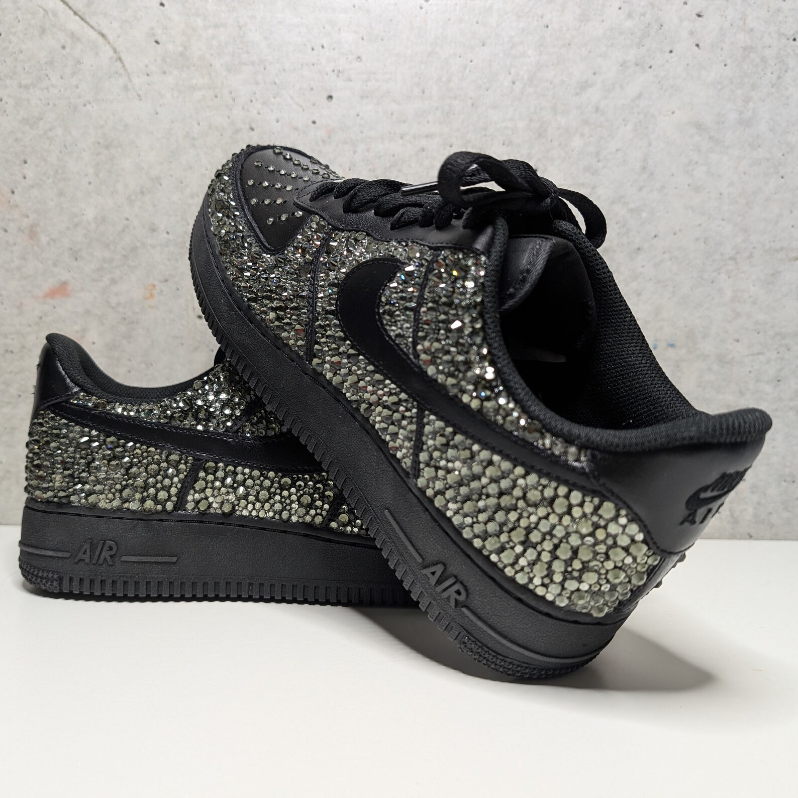 Hand Applied Black Diamond Crystals Air Force 1 Sneaker, AF1 - Etsy