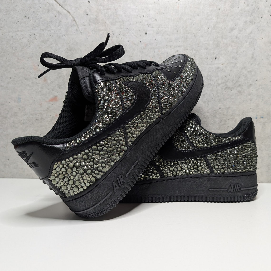 Hand Applied Black Diamond Crystals Air Force 1 Sneaker, AF1 - Etsy