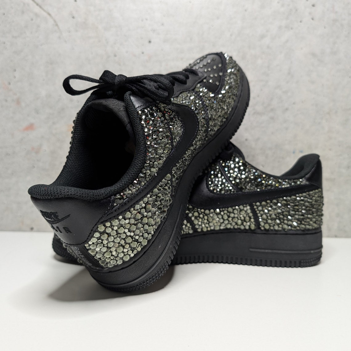 Hand Applied Black Diamond Crystals Air Force 1 Sneaker, AF1 - Etsy