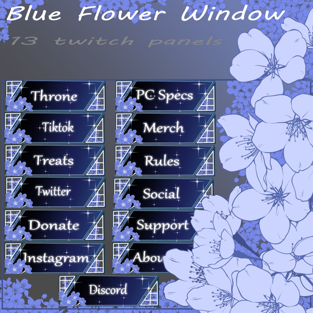 Blue Flower Window Twitch Panels - Etsy
