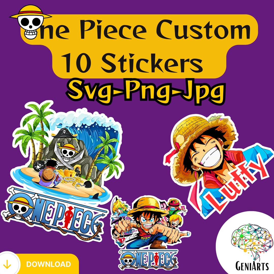 Monkey D Luffy One Piece Custom 10 Stickers Pages PNG Download - Etsy