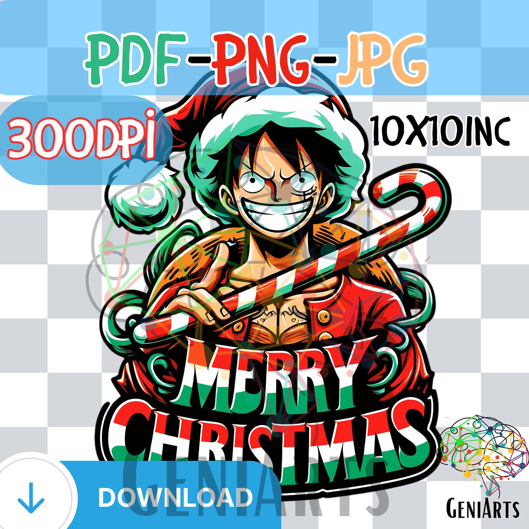Christmas Luffy One Piece Png Christmas Anime Pirate King - Etsy Australia