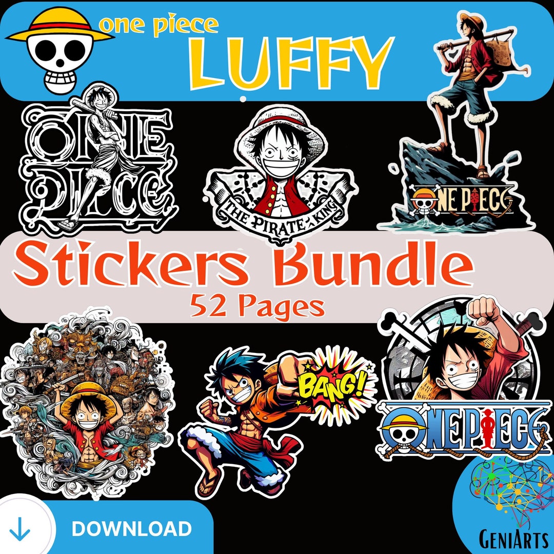 Luffy One Piece Stickers Bundle PNG Stickers 52 One Piece - Etsy