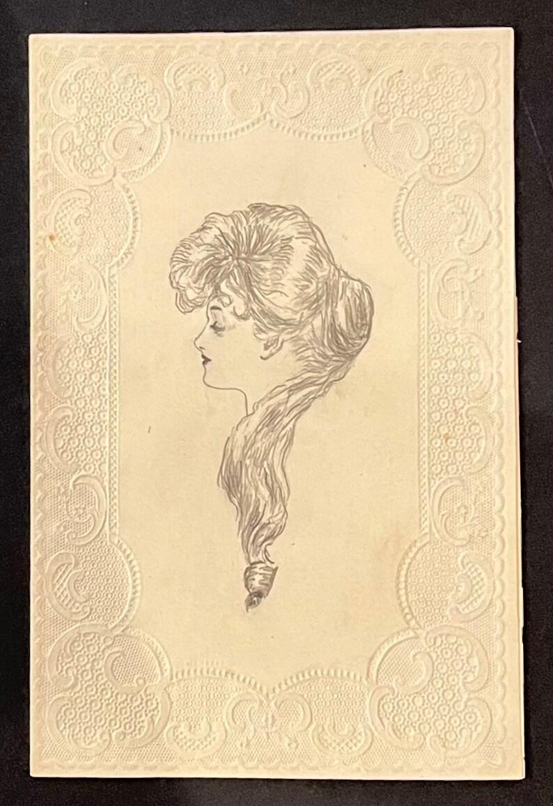 Antique Pencil Drawing of Woman - Etsy