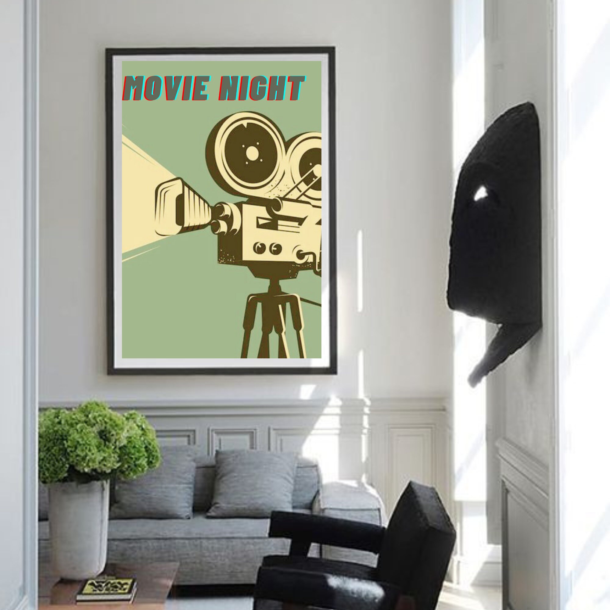 Movie Night: Retro-inspired Digital Wall Art Print - Etsy