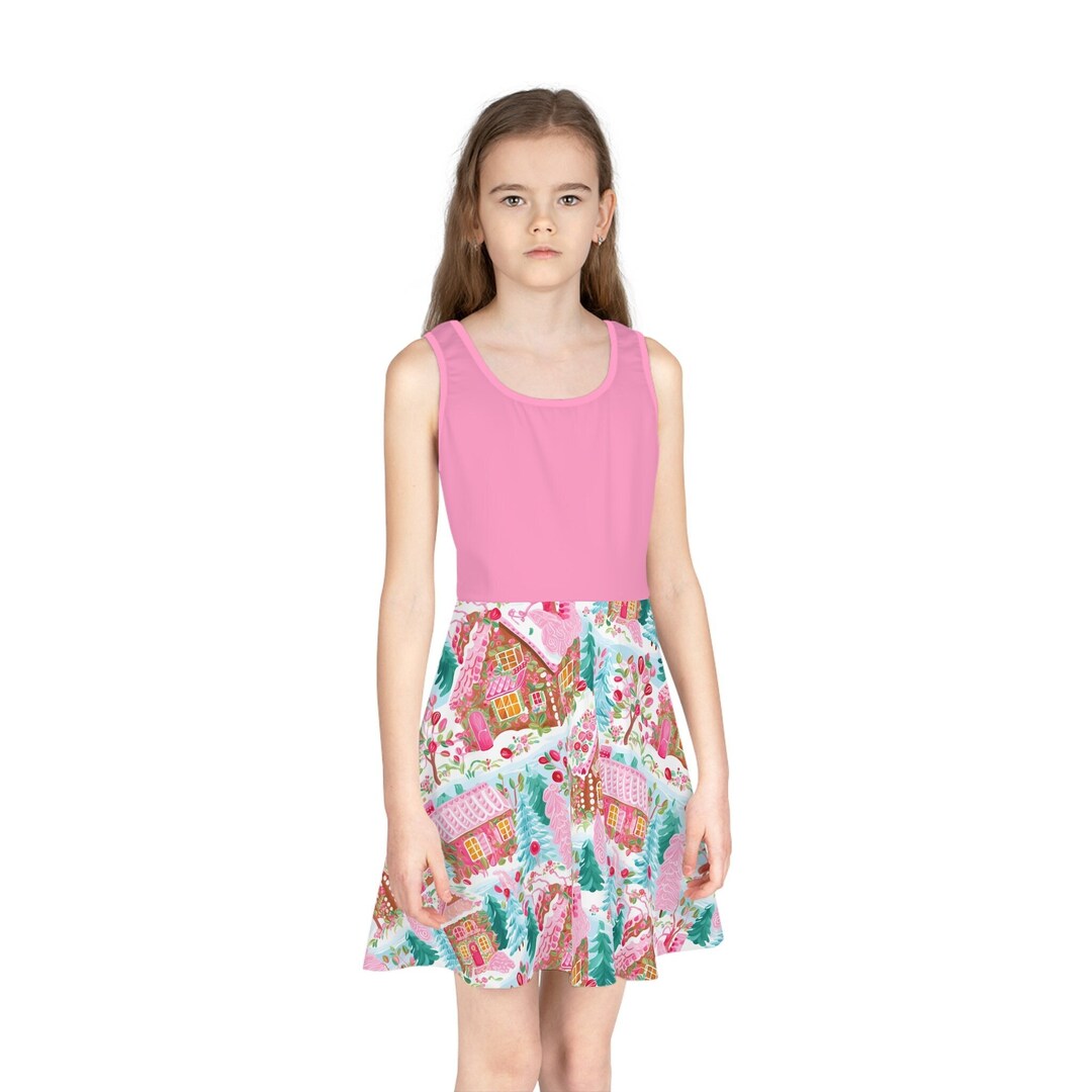 Preppy Gingerbread Pink Tree Girls' Sleeveless Sundress - Etsy