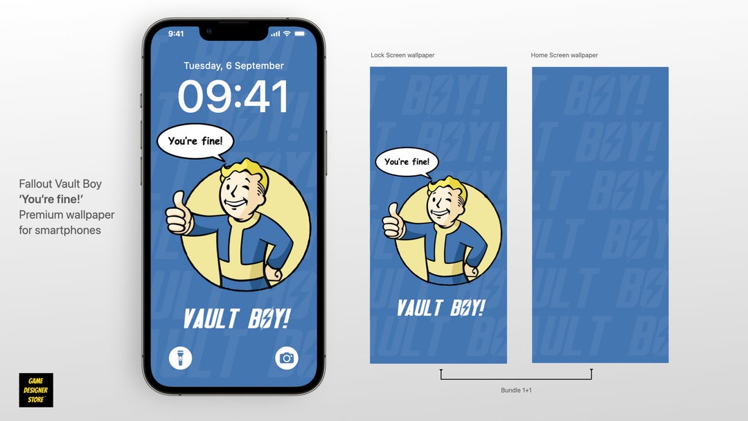 Wallpaper for Smartphone Fallout Vault Boy You're Fine - Etsy