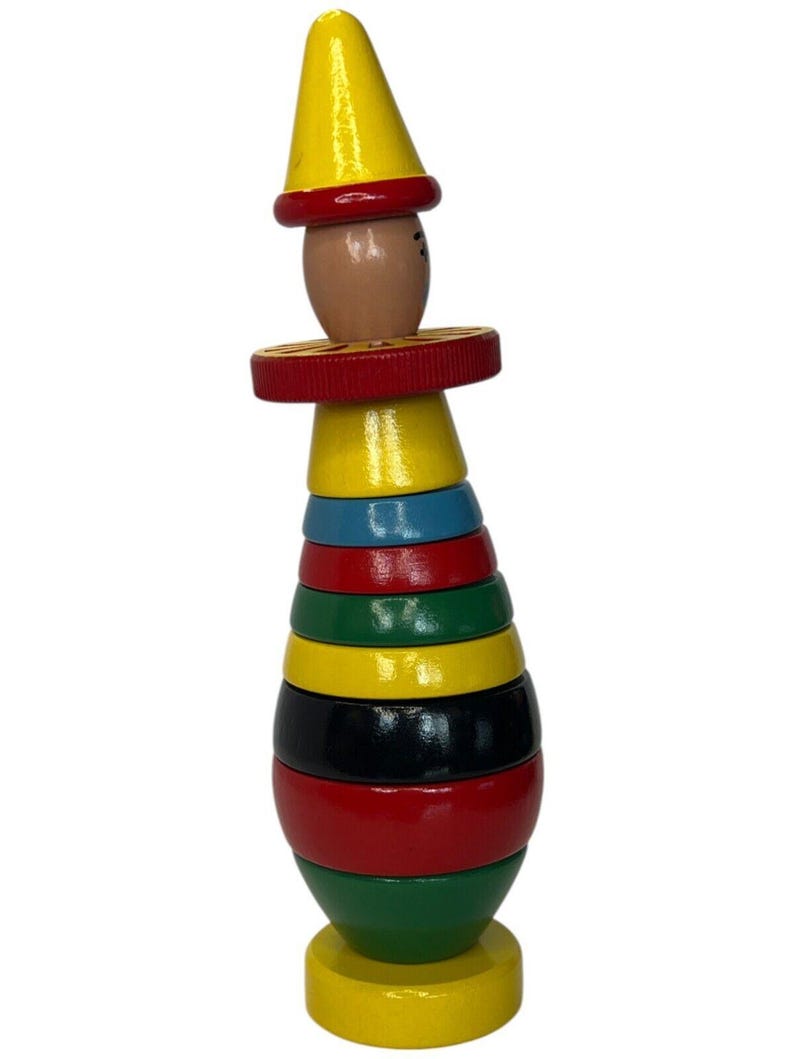 Vtg Brio Stackable Wood Clown Toy W/ Box Made in Sweden 1970s Rare - Etsy