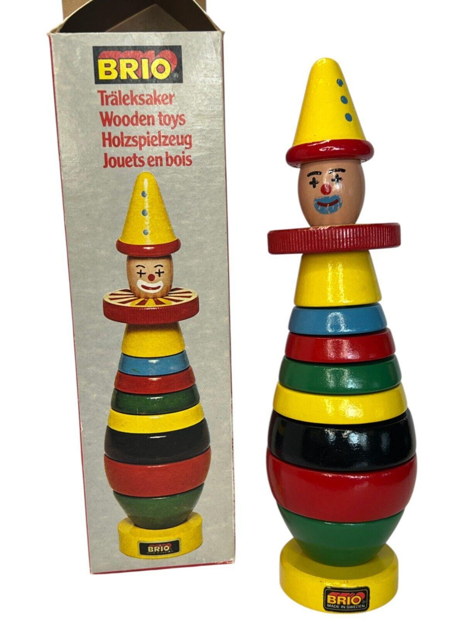 Vtg Brio Stackable Wood Clown Toy W/ Box Made in Sweden 1970s Rare - Etsy