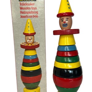 Vtg Brio Stackable Wood Clown Toy W/ Box Made in Sweden 1970s Rare - Etsy