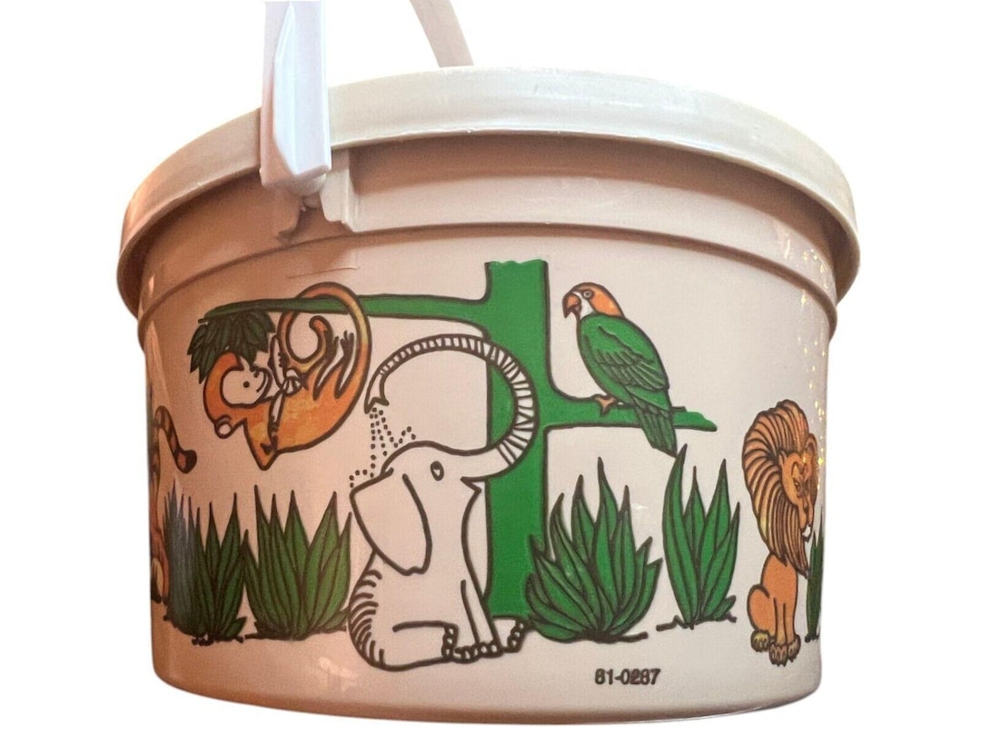 Vintage Kroger Grocery Store Peanut Butter Bucket Jungle Animals Tiger ...