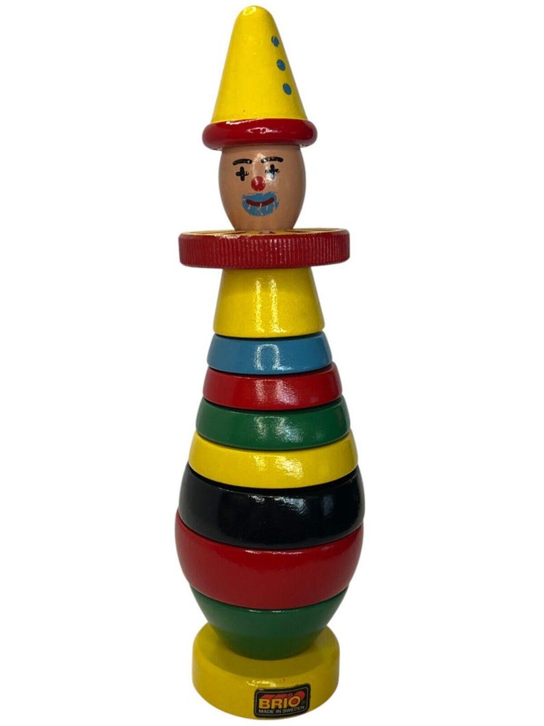 Vtg Brio Stackable Wood Clown Toy W/ Box Made in Sweden 1970s Rare - Etsy