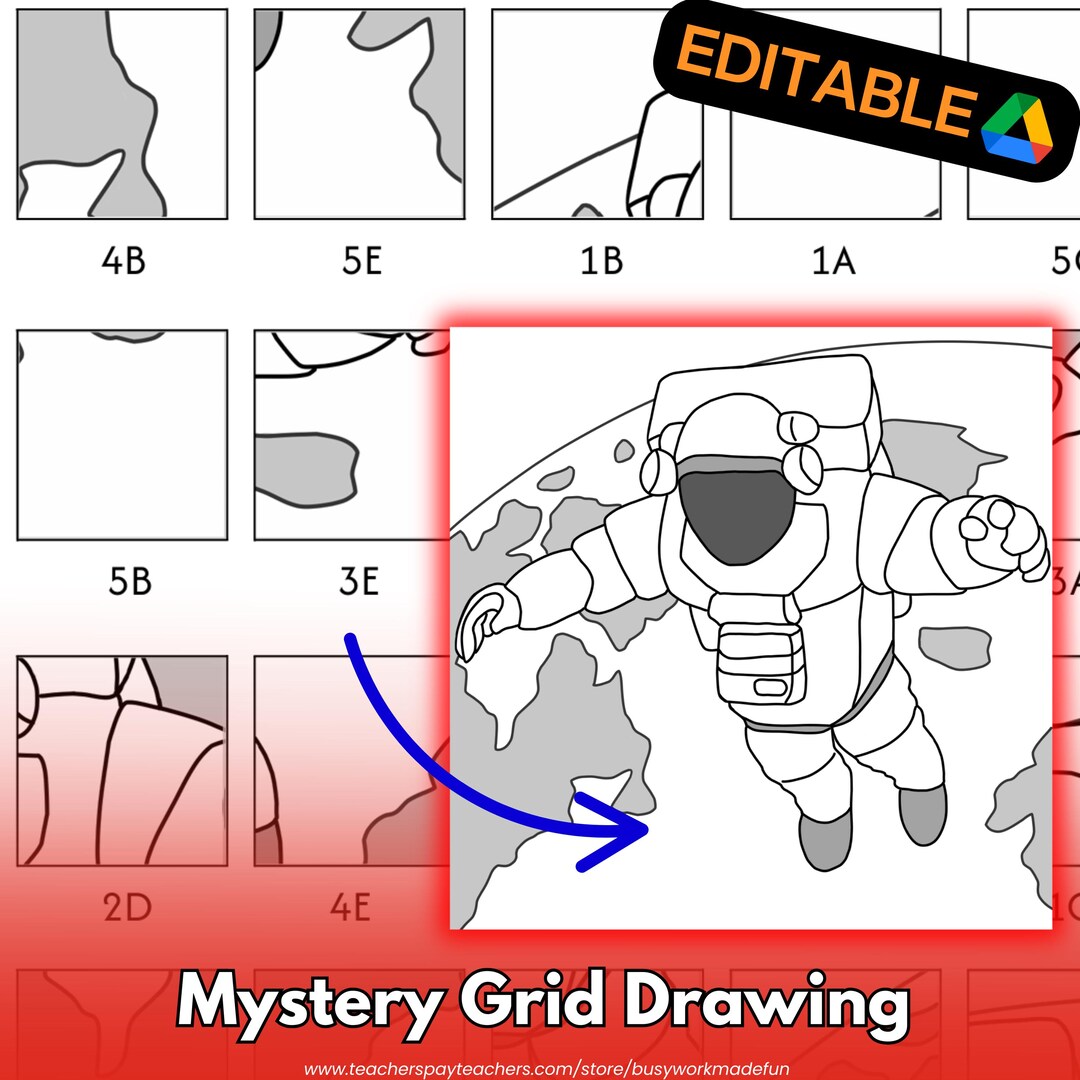 Mystery Grid Drawing Worksheet (no Math Problems Version) Art ...