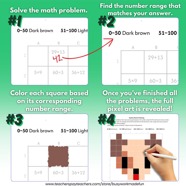 Math Pixel Art Worksheet: Dog Coloring Puzzle (PDF & Google Docs ...