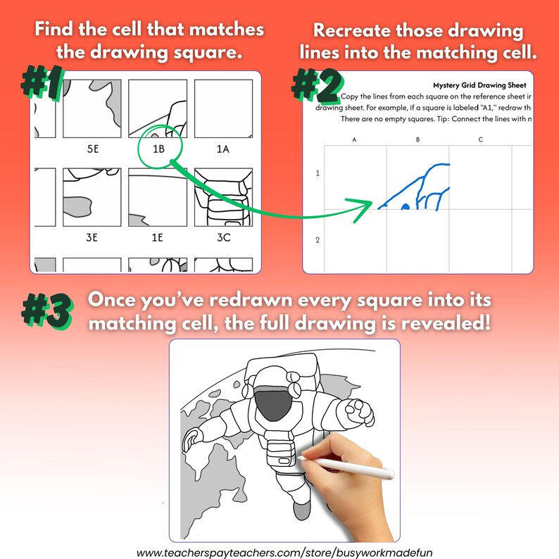 Mystery Grid Picture Puzzle: Unscramble the Drawing Worksheet (PDF ...
