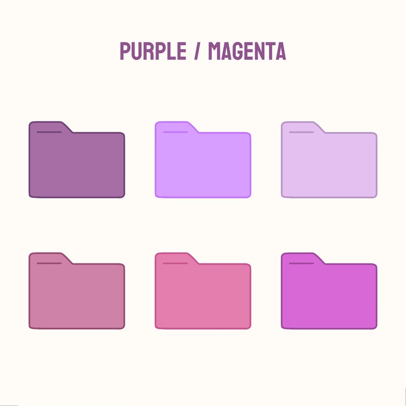 Cute Minimalistic Magenta and Purple Desktop Icons, Instant Download ...