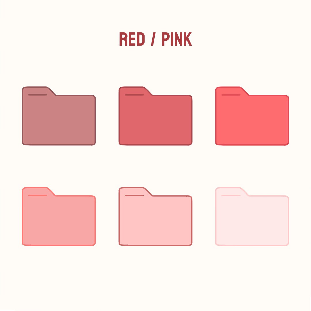 Cute Minimalistic Red Pink Desktop Icons, Instant Download, Easy to Use ...