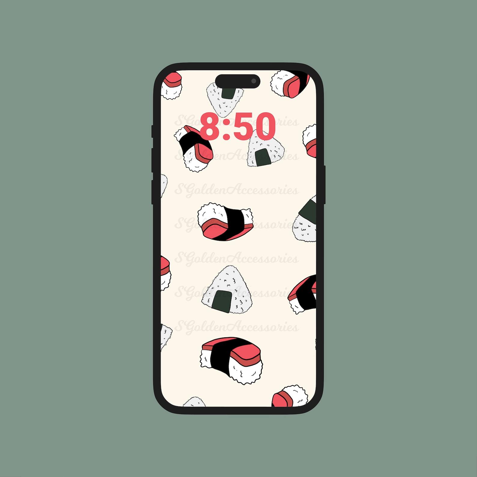 Onigiri Wallpaper for Phone, Cute Spam Musubi Backgrounds, Instant ...