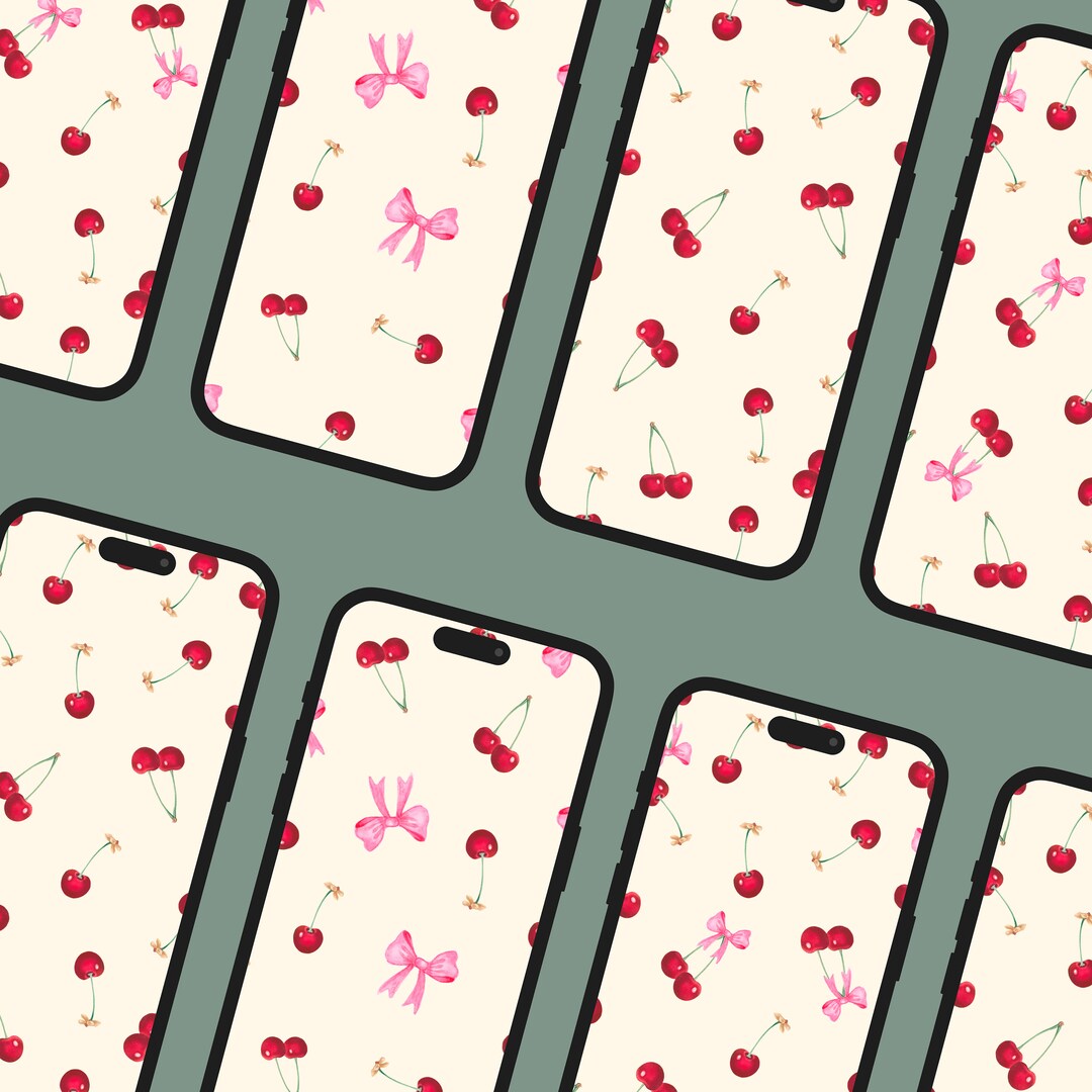 NEW Coquette Wallpaper Bundle for Phone, Cute Bows, Cherries, Instant ...