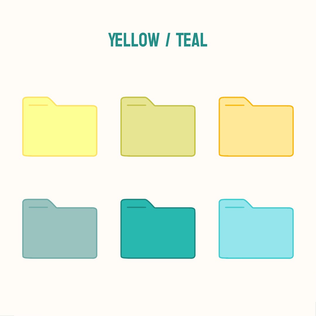 Cute Minimalistic Yellow and Teal Desktop Icons, Instant Download, Easy ...
