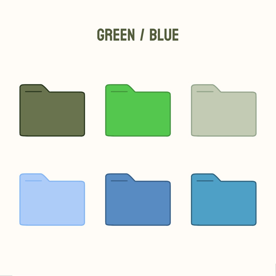 Cute Minimalistic Green and Blue Desktop Icons, Instant Download, Easy ...