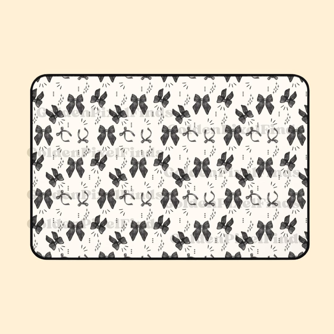 Cute Black Bow Desk Mat, Large Mouse Pad, Coquette Bows, Watercolor - Etsy