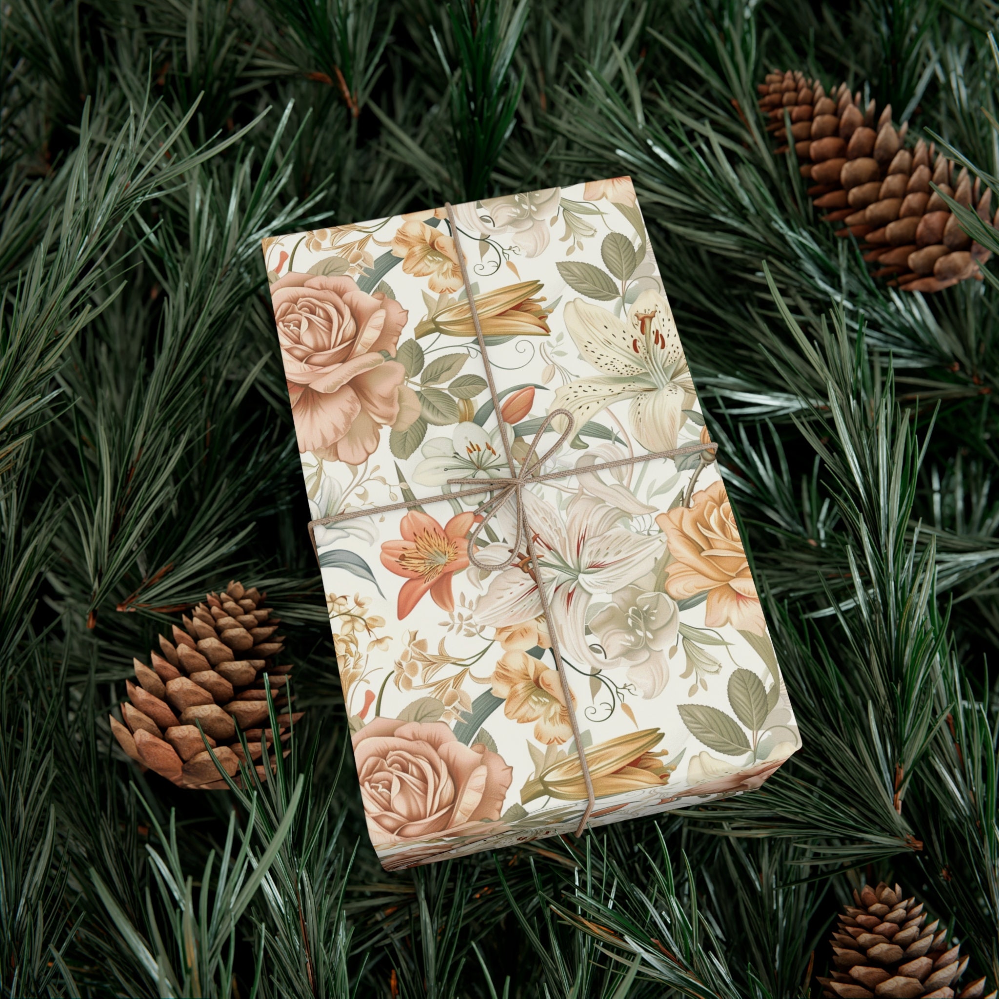 Floral Wrapping Paper Flower Gift Wrapping Paper Christmas Flower ...