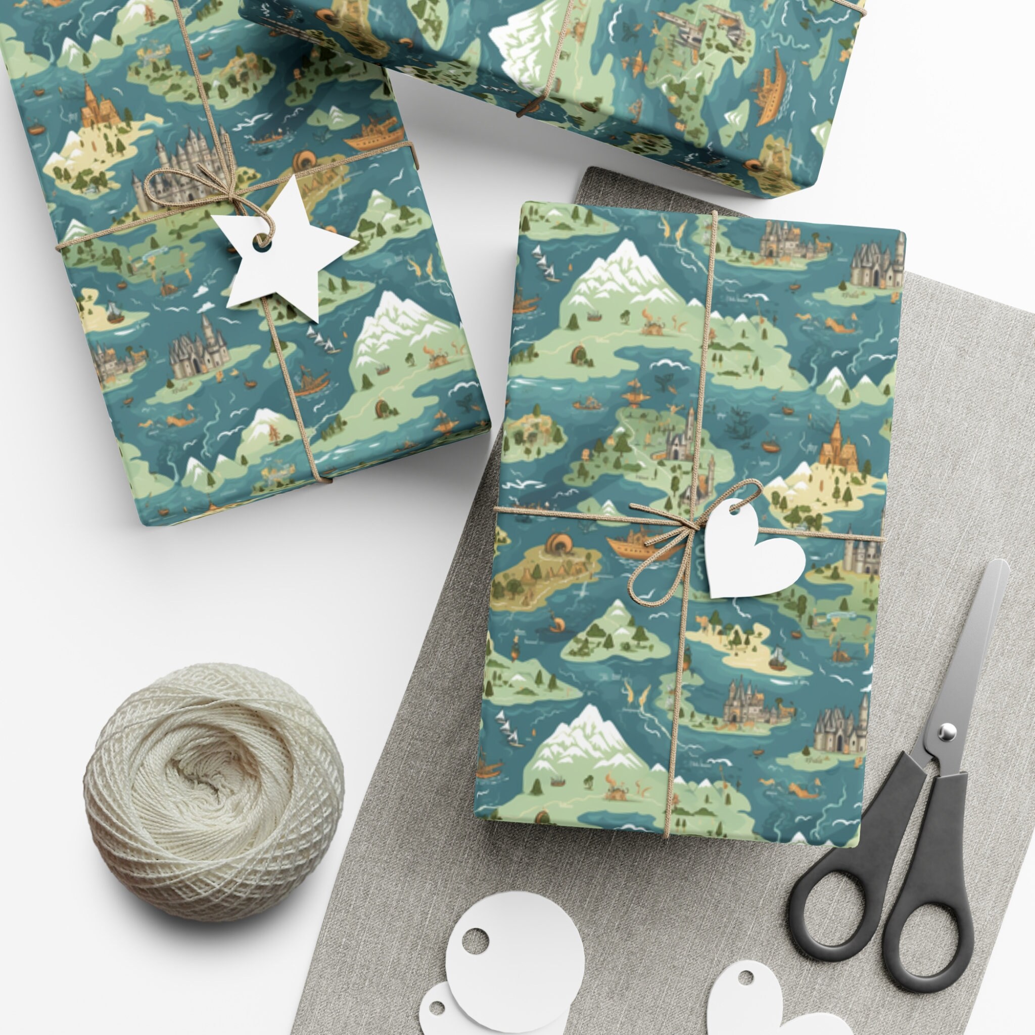 Mythical World Map Gift Wrapping Paper - Etsy