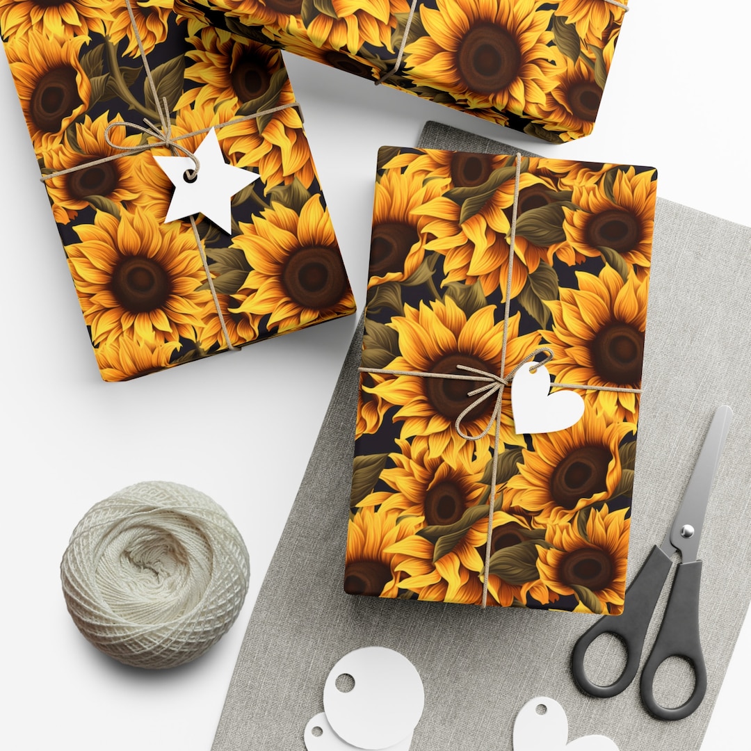 Sunflower Gift Wrapping Paper Sunflower Christmas Gift Wrapping Paper ...