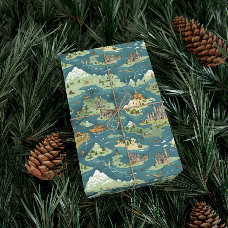 Mythical World Map Gift Wrapping Paper - Etsy