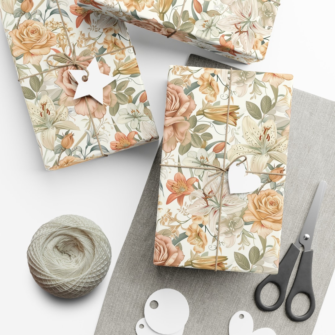 Floral Wrapping Paper Flower Gift Wrapping Paper Christmas Flower ...