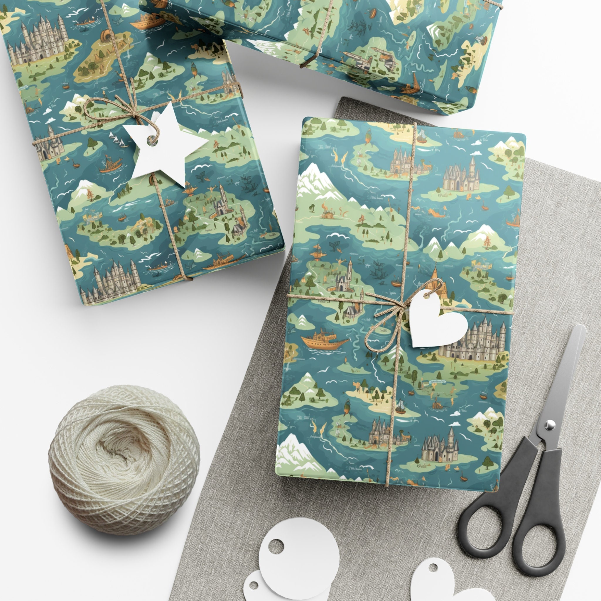 Mythical World Map Gift Wrapping Paper - Etsy