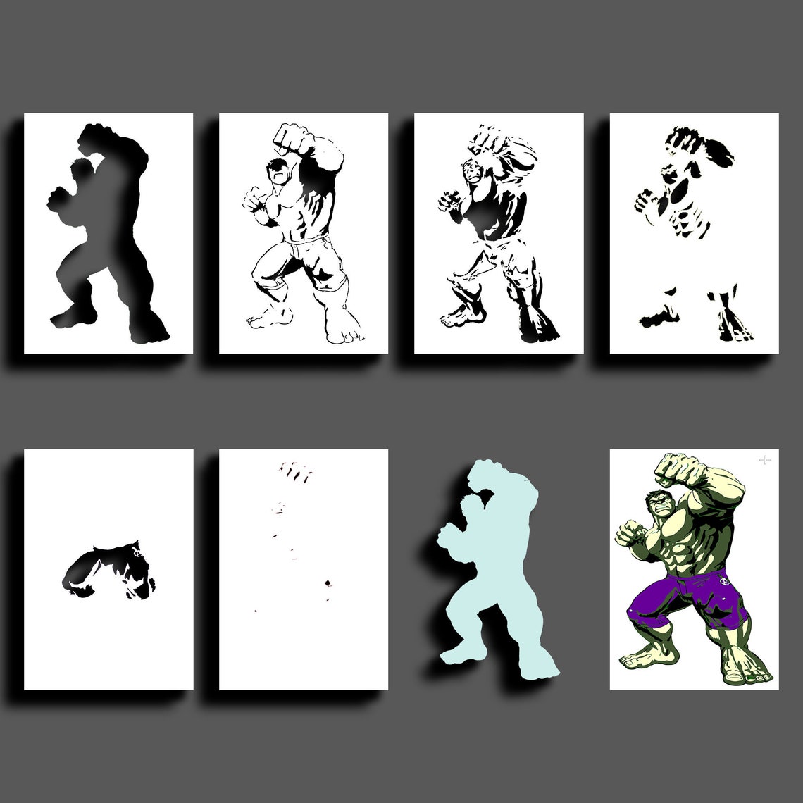 7 Layer Color Hulk Color Wall Stencil Multilayer Stencil Large Wall ...