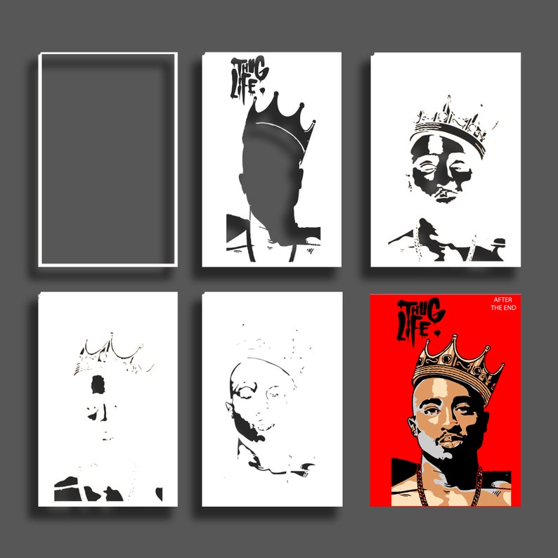 EPS Dıgıtal Tupac Shakur 2pac Color Wall Stencil. Multi-layer Stencil ...