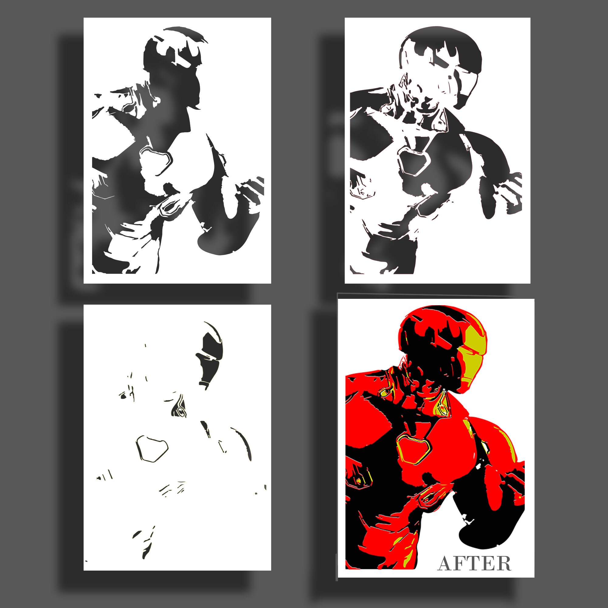 İron Man Reusable Mylar Large Stencil Cartoon Template for Wall Art ...
