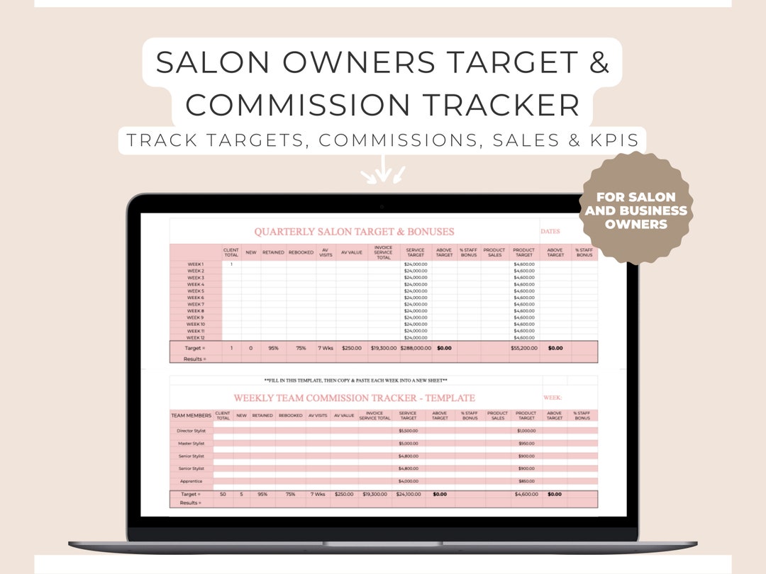 KPI Spreadsheet Template for Salon Owners, Business Growth, Digital ...