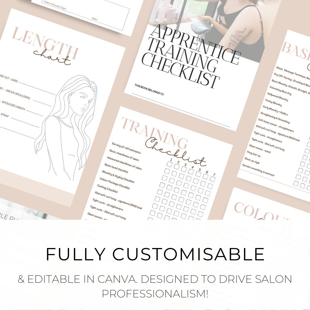 Apprentice Training Booklet for Hair Salon Owners, Editable in Canva ...