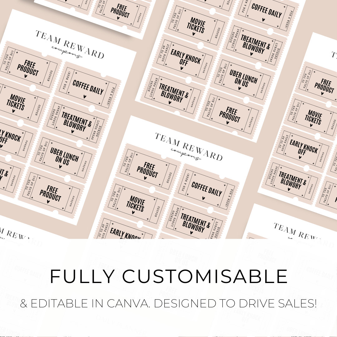 Team Reward Coupons, Team Building, Team Bonding, Canva Template, Team ...