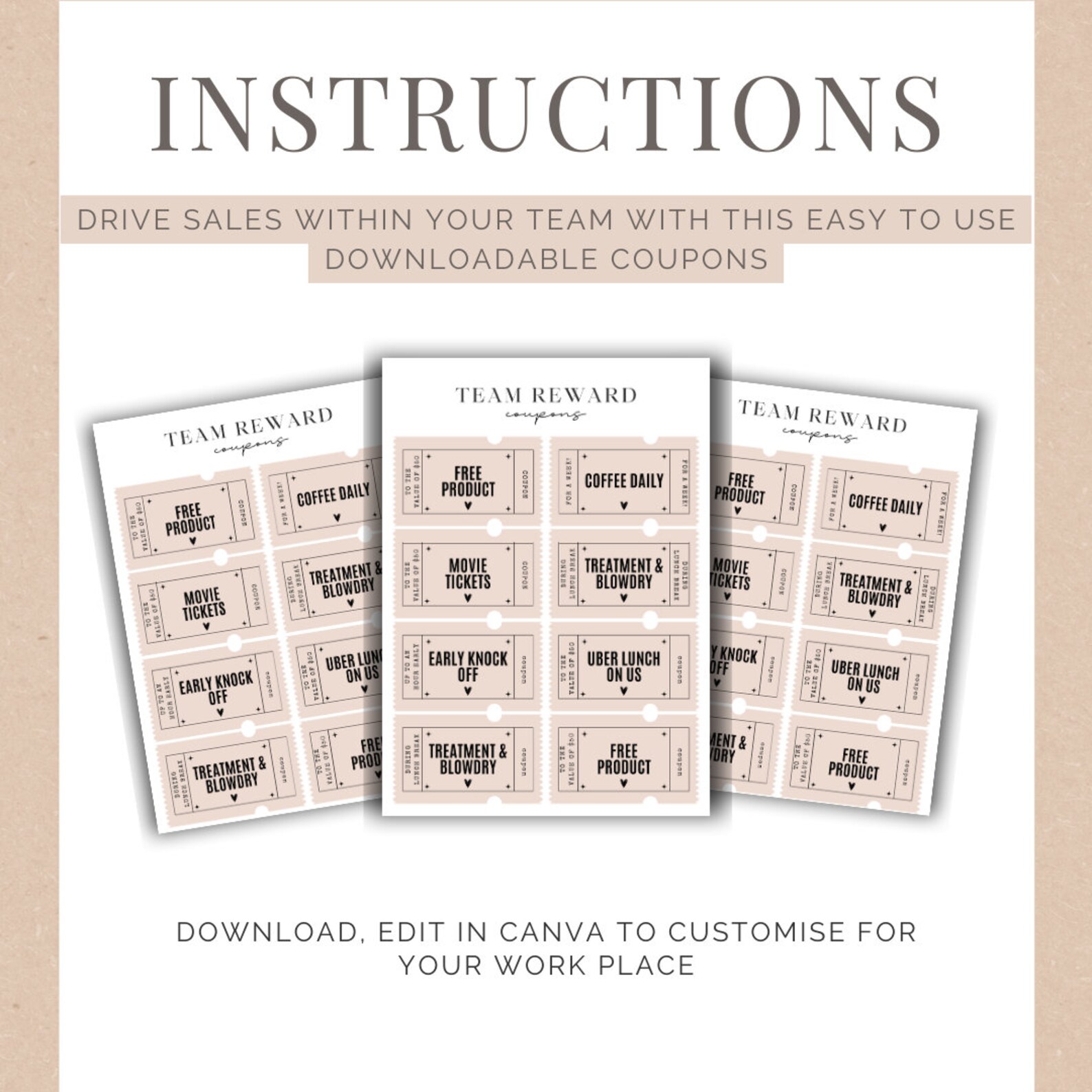 Team Reward Coupons, Team Building, Team Bonding, Canva Template, Team ...