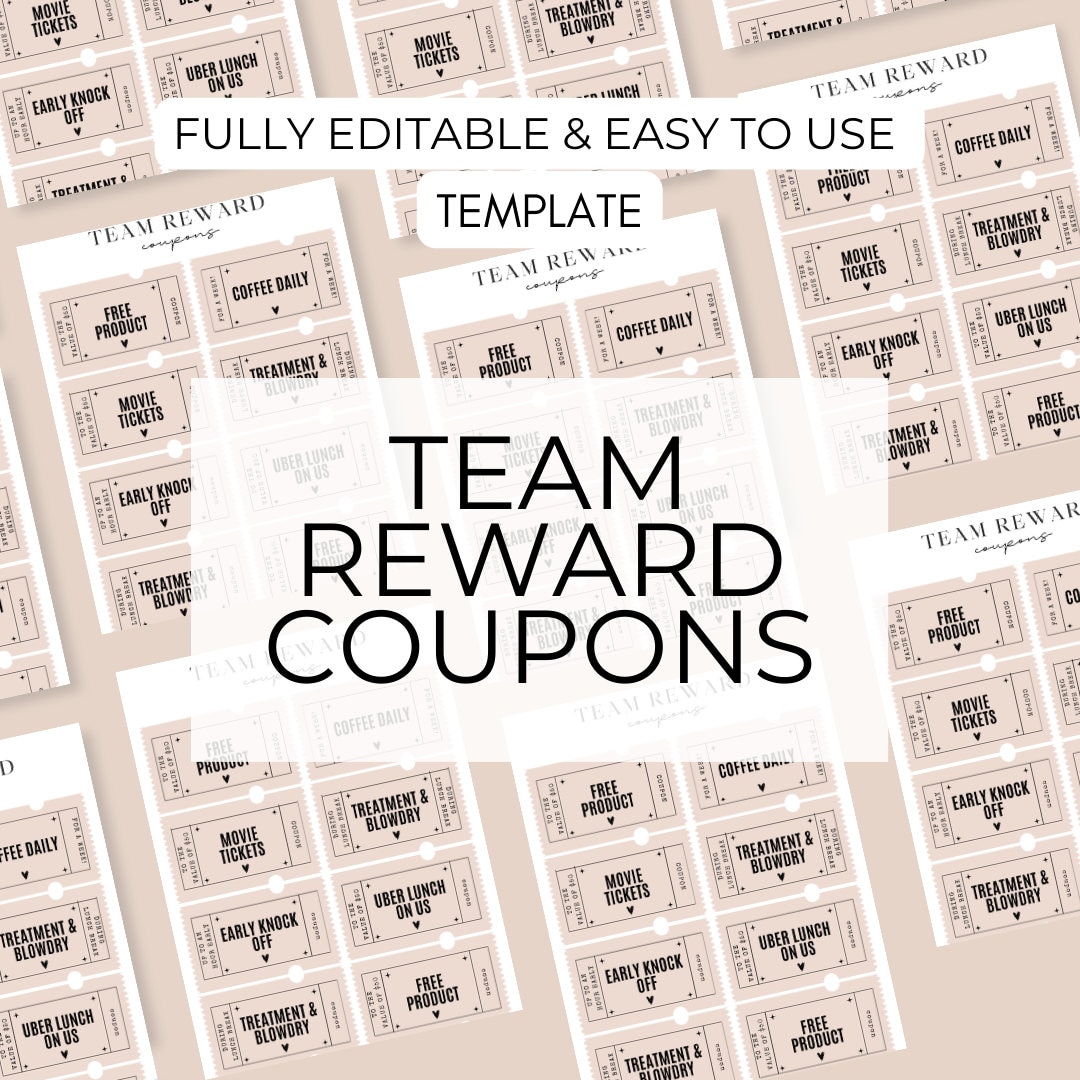 Team Reward Coupons, Team Building, Team Bonding, Canva Template, Team ...